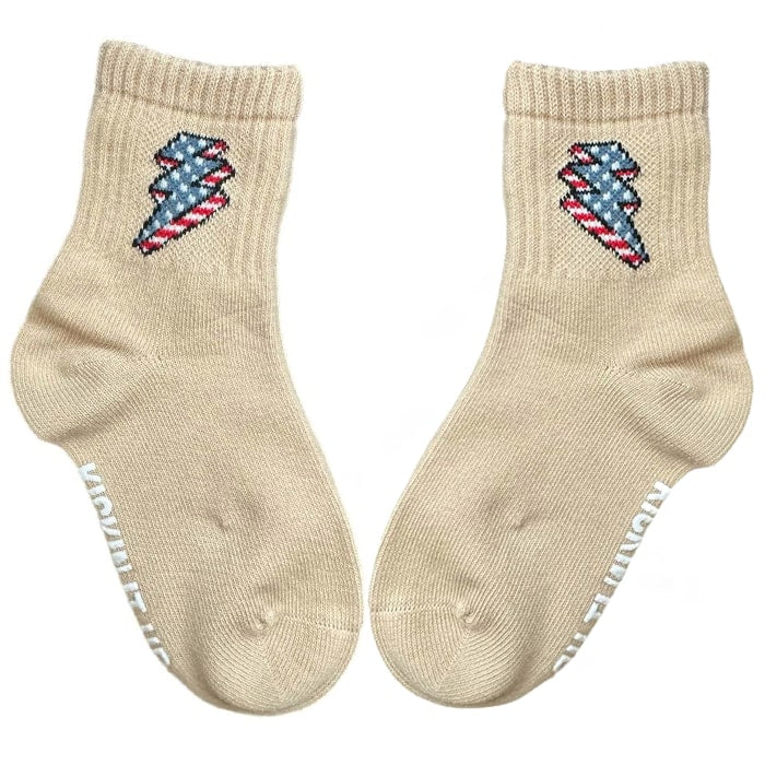 Kids Socks - Tan with American Flag Bolts Sock – Ledger Nash