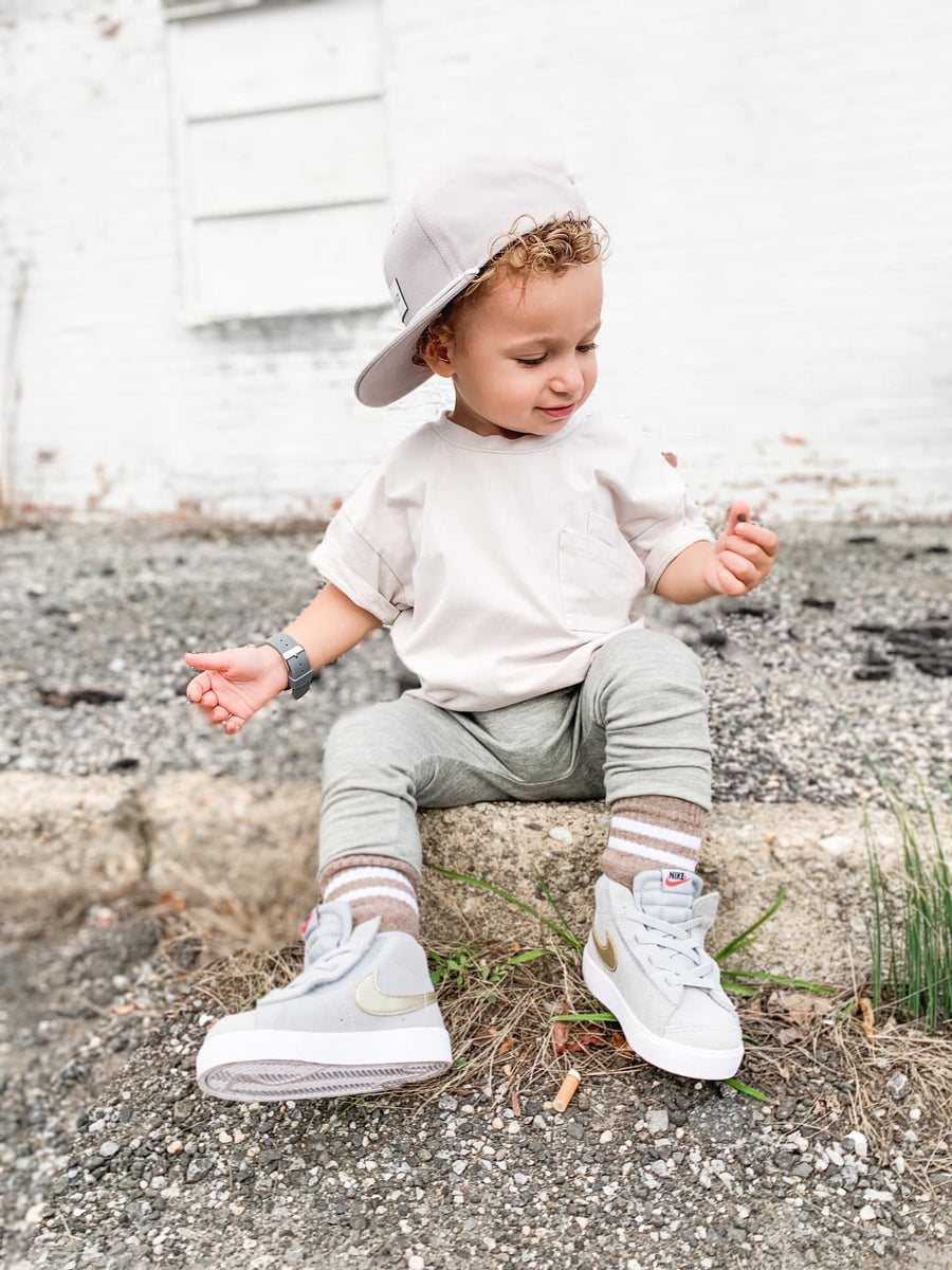 Kids Socks - Tan Socks with White Stripes (Signature Oatmeal) – Ledger Nash